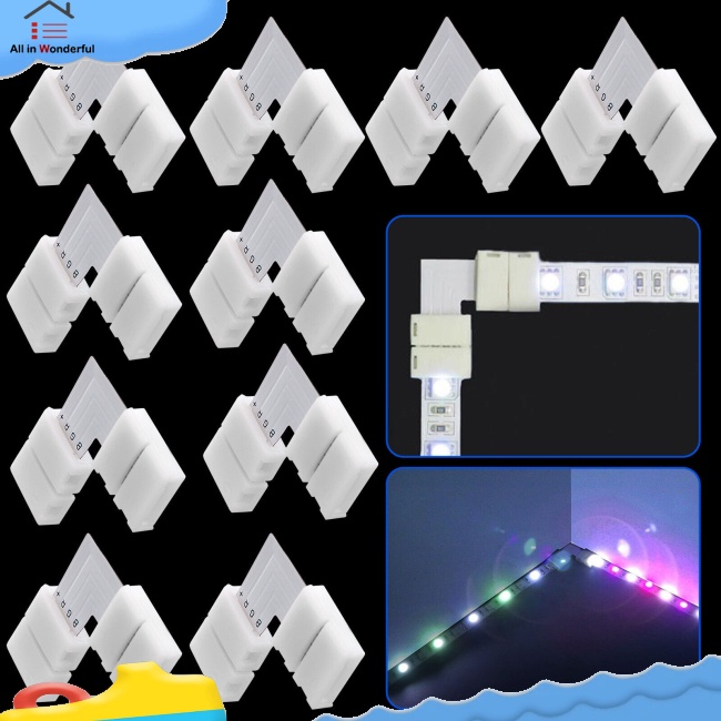 WONDER 10x 10mm 4 Pin 5050/3528 Rgb Led Strip Light Corner Connector L ...