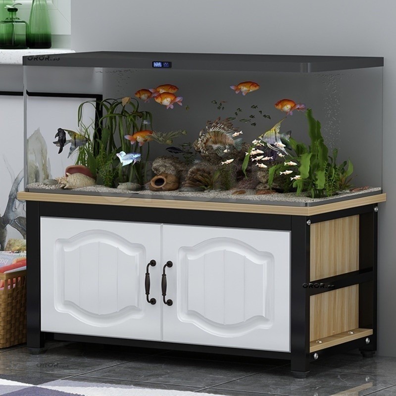 OROR Aquarium Stand With Steel And Wood Base Fish Tank Storage Cabinet ...