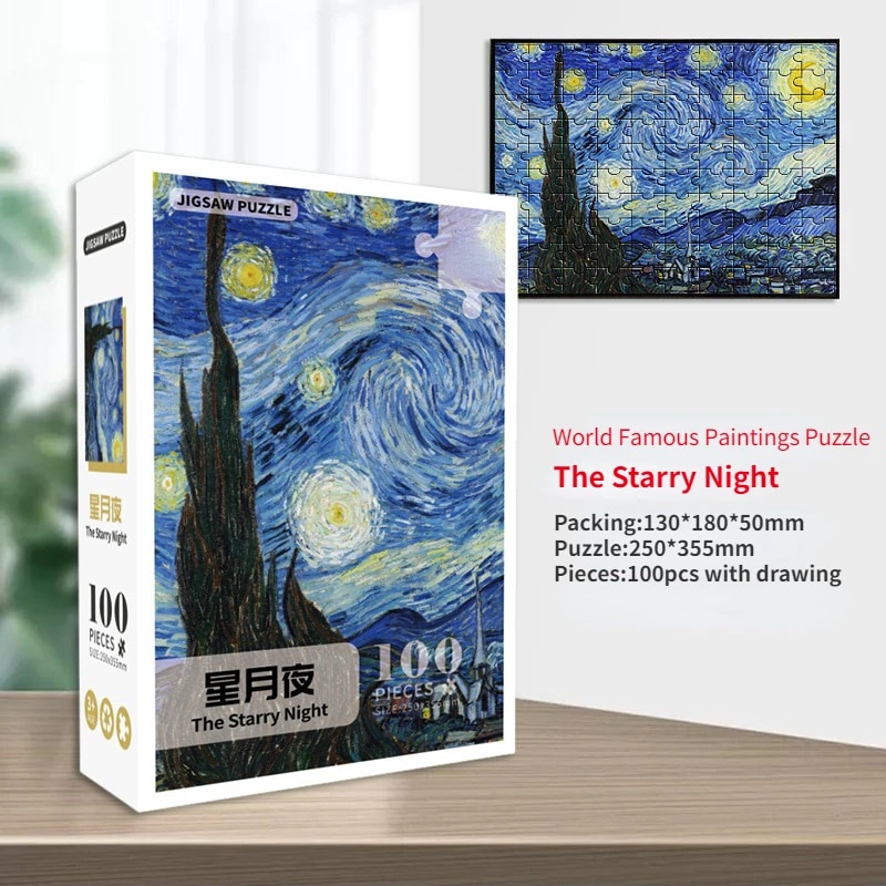 100 Pieces Jigsaw Puzzles Van Gogh The Starry Night Paper Assembling ...