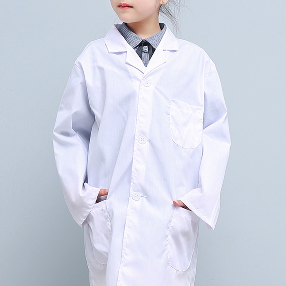[Joy] Unisex Long Sleeve White Lab Coat Button Nurse Doctor School ...