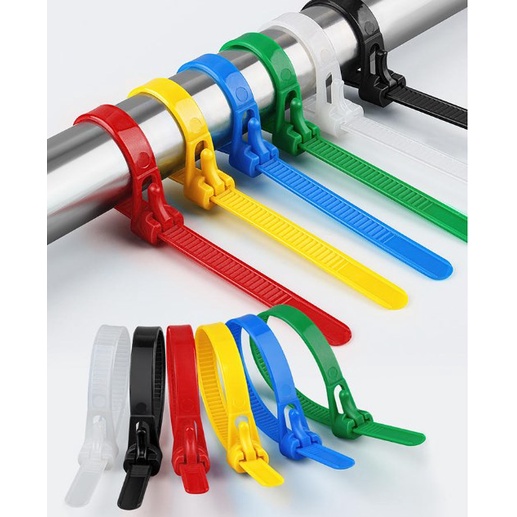 50 Pcs/Pack Plastic Cable Cord Management Reusable Cable Zip Ties Nylon ...