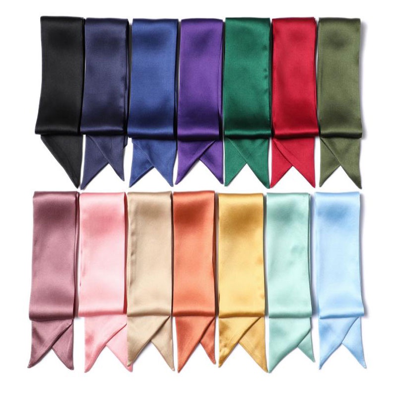 Solid Color Thin Satin Silk Scarf Bag Scarf Ribbon Headband Neckband ...