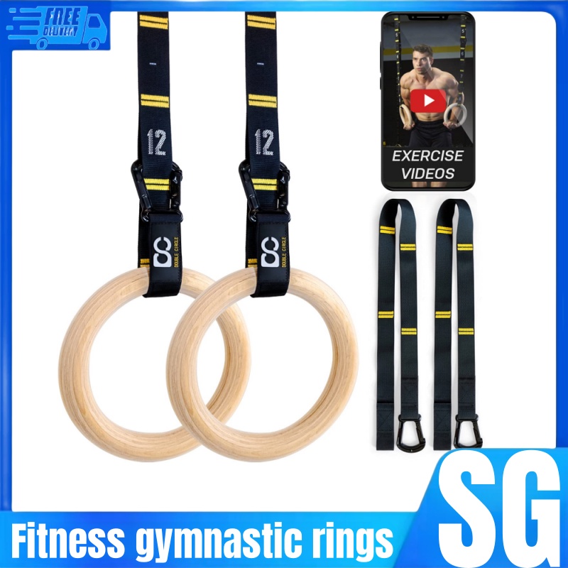 [Eleanos☪] Wood Gymnastic Rings with Quick Adjust Numbered For Gym ...