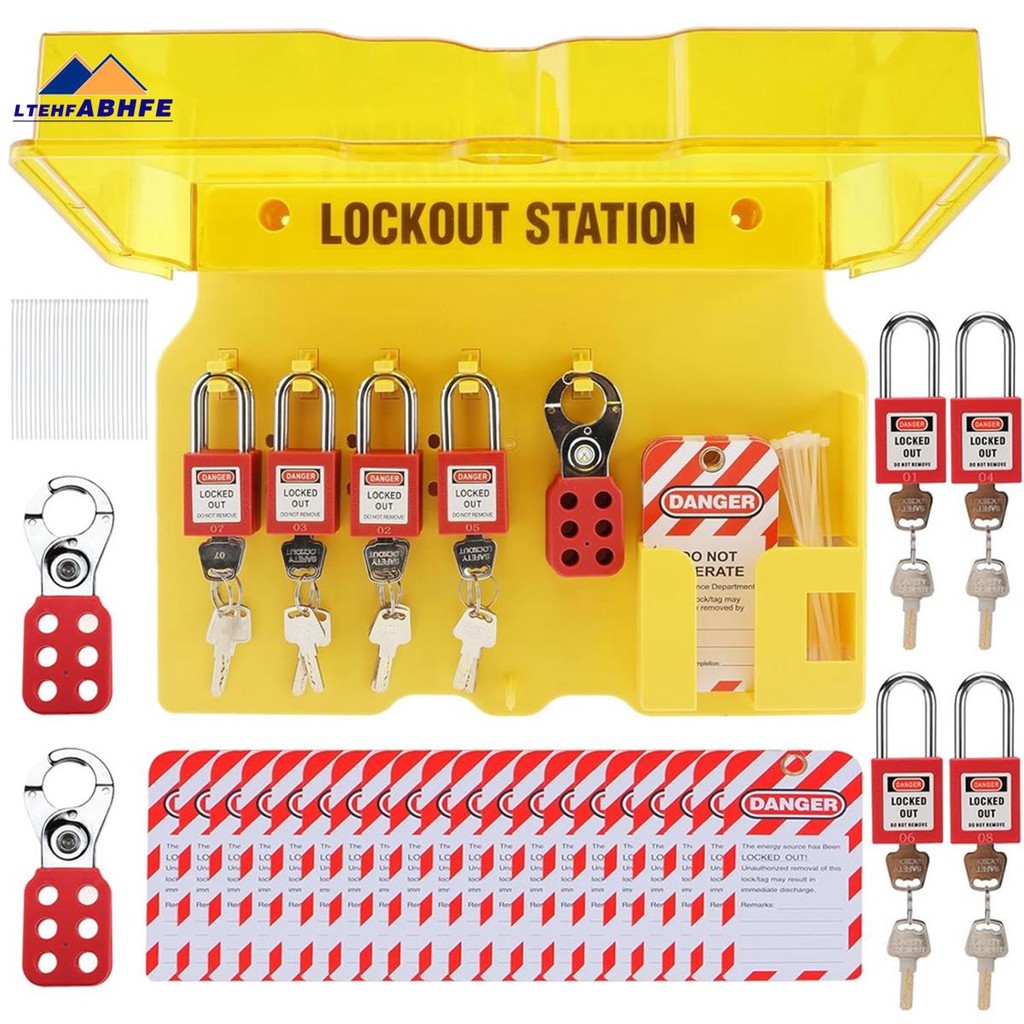 Lockout Tagout Station with 8 Safety Padlocks 3 Hasps and 20 Lockout ...