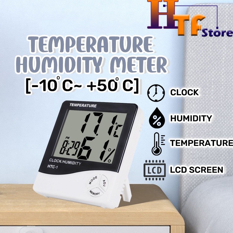Digital Humidity Meter HTC 1 LCD Hygrometer Temperature Weather Station ...