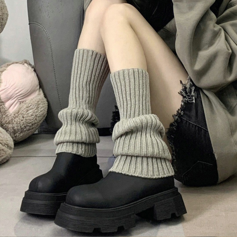 Sweet Y2k Solid Color Stretchy Leg Warmers Knitted Boots Cover Jk ...