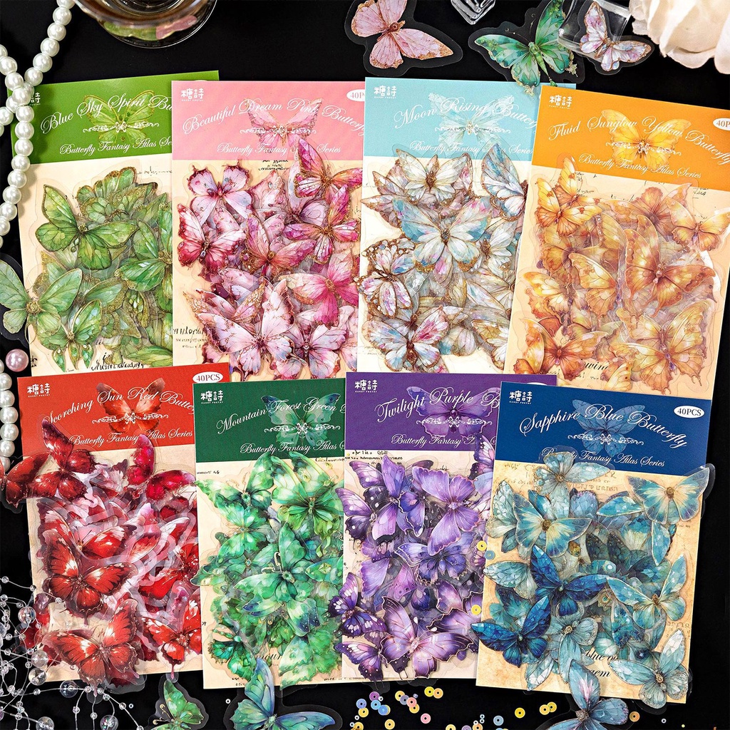 ENWEI 40 Pcs [Butterfly Fantasy Series] Vintage Journal Stickers ...