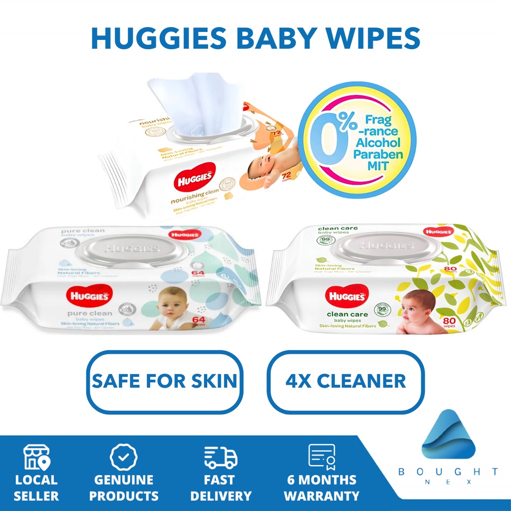 Huggies Pure Clean Baby Wipes - No Perfume/Alcohol, Coco & Shea, Gentle ...