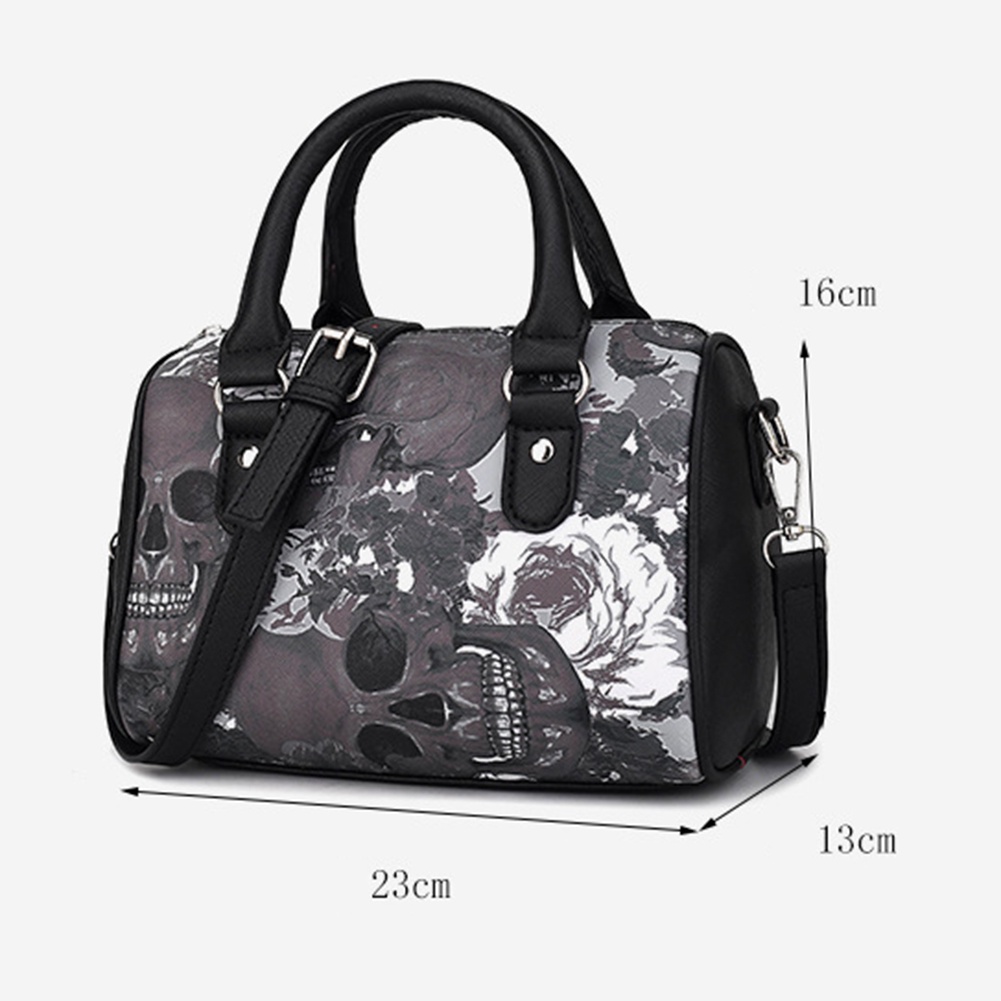 Vintage Women Skull Printing PU Messenger Bag Top-handle Small Handbags ...