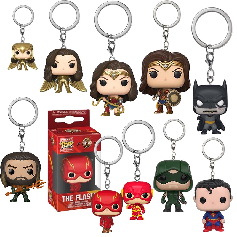 Funko Pop Pocket Keychain The Flash Batman Wonder Woman Cyborg Superman ...