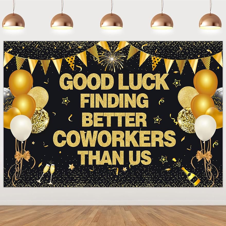 JOLLYBOOM Farewell Party Decoration Black Gold Backdrop Banner Going ...