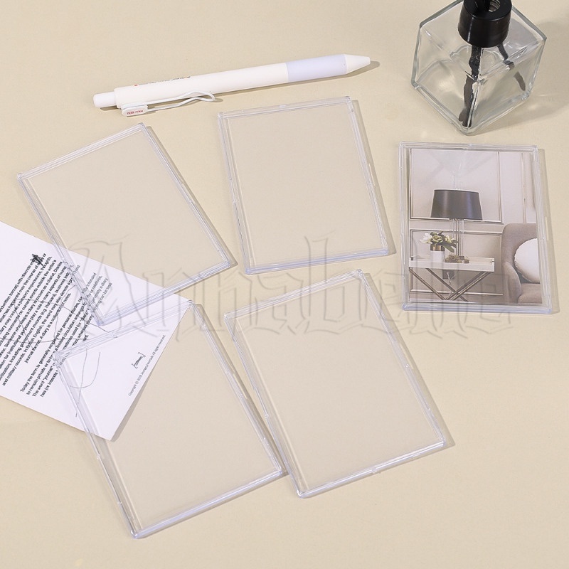 Double Sided Visible Card Holder- Transparent Snap On Photo Protector ...