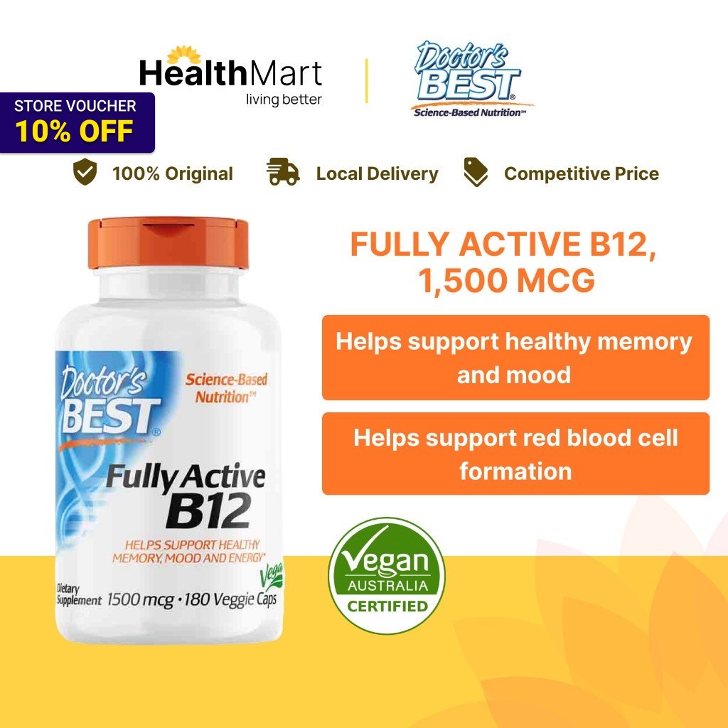 [SG] Doctor's Best, Best Fully Active B12, 1500 mcg, 60 / 180 Veggie ...