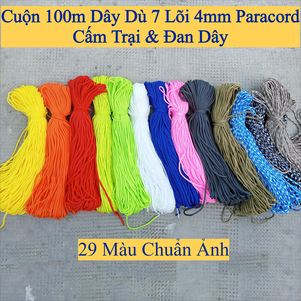 100 Meters of Paracord Parachute Cord 7 Core 4mm Round - 1 Bundle 31m ...