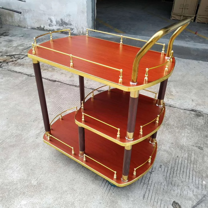 Wooden Mobile Cake Cart Beverage Cart Restaurant Bar Tea Cart ktv Three ...