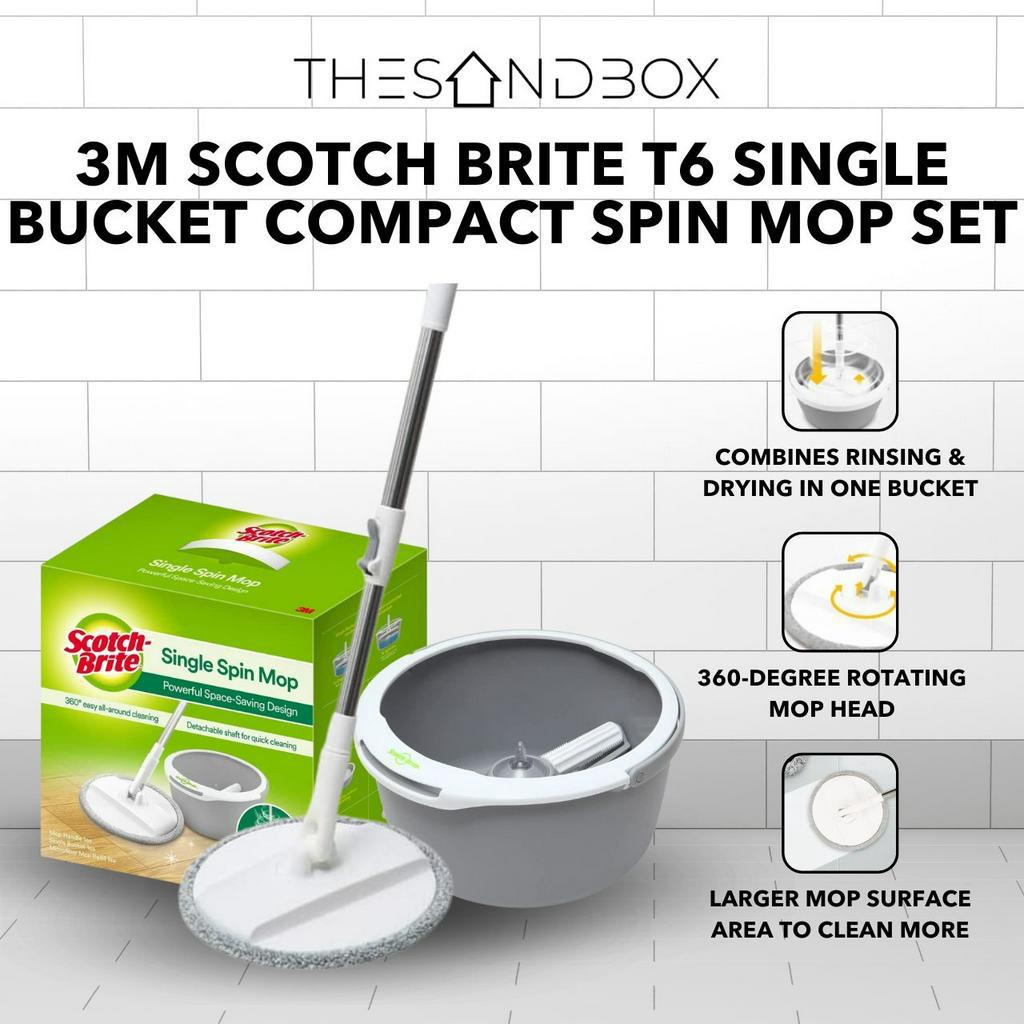 3M Scotch Brite T6 Spin Mop Set Compact Microfiber Mop with Single ...