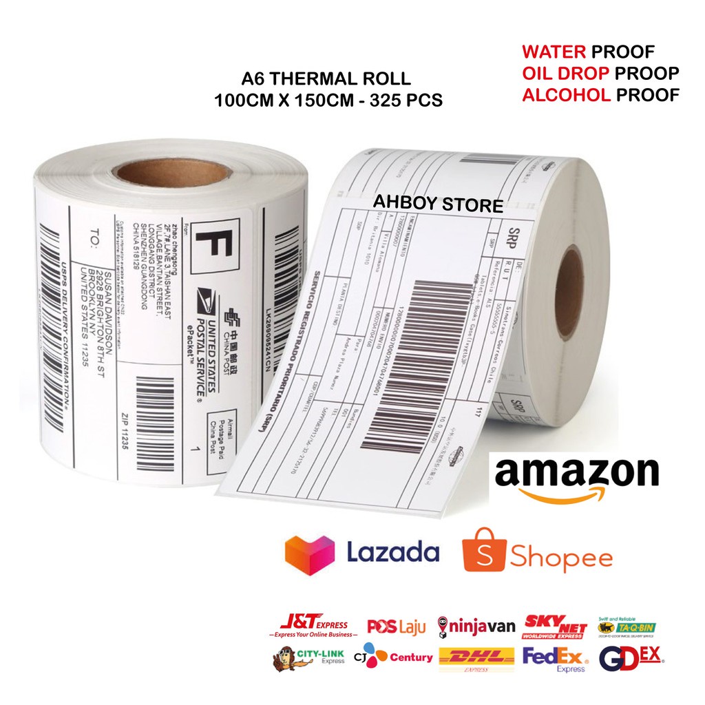 🇸🇬 350pcs 500pcs Roll Thermal Sticker A6 Paper Roll Fold Stack Waybill ...