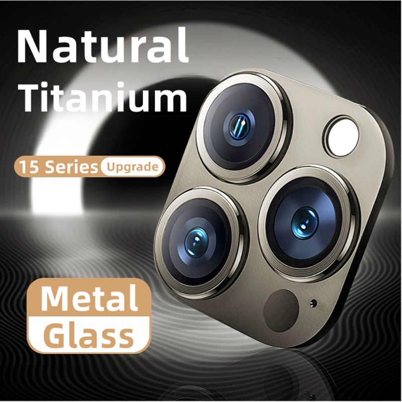 Titanium Color Metal Ring Camera Lens Protector For iPhone 15 Pro Max ...