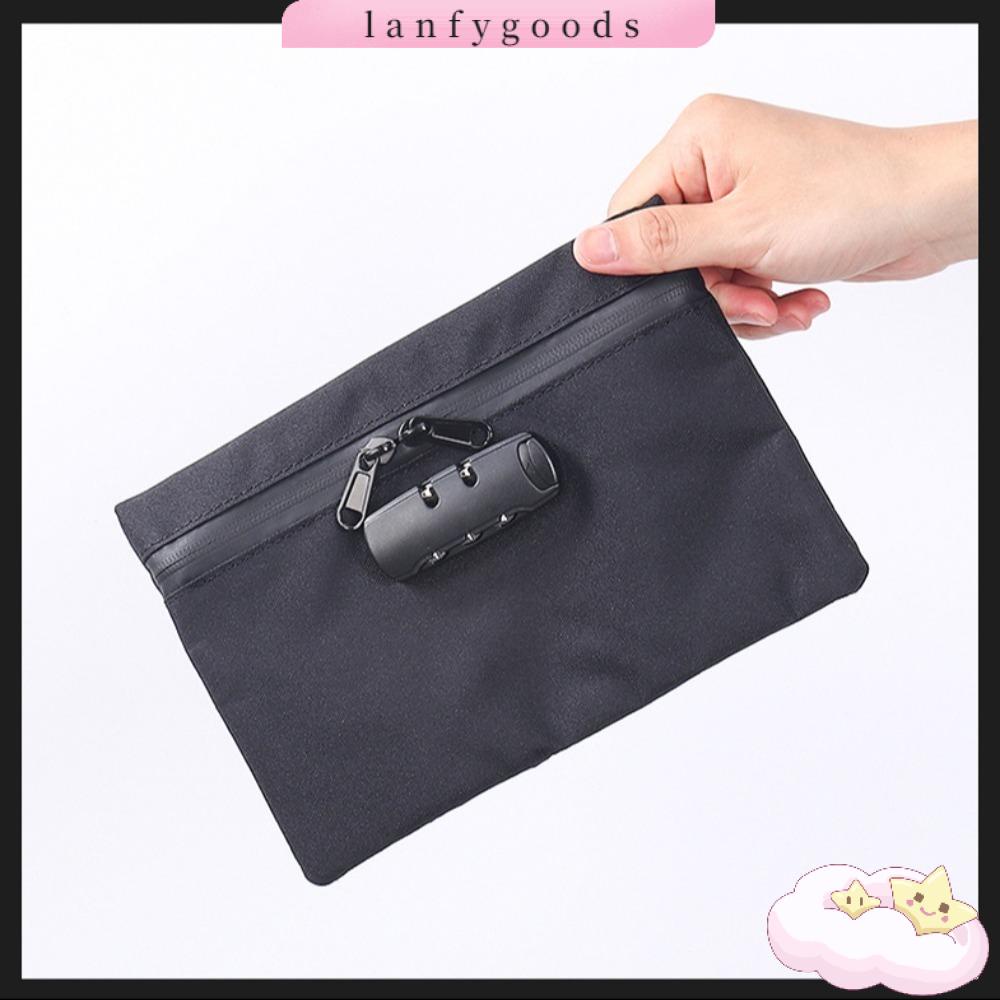 LANFY Money Bag With Lock, Combination Lock Black Security Bag for Cash ...