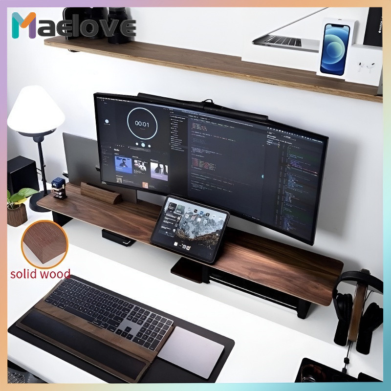 SG STOCK🔥Solid Wood Monitor Stand Monitor Rack Laptop Stand Desktop ...
