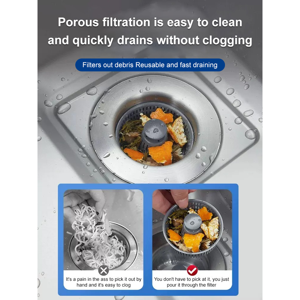 Kitchen Sink Filter Drainer Bouncing Core Sink Dish Drainer Plug Filter ...