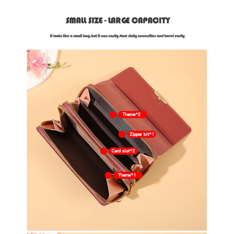Women's 3 Layers Multifunctional Wallet Zipper Crossbody Bag Square Bag ...