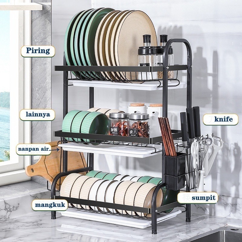 Narita!!Dish Rack Dish Washing Rack Stainless Dish Rack 3 TIER Stenlis ...