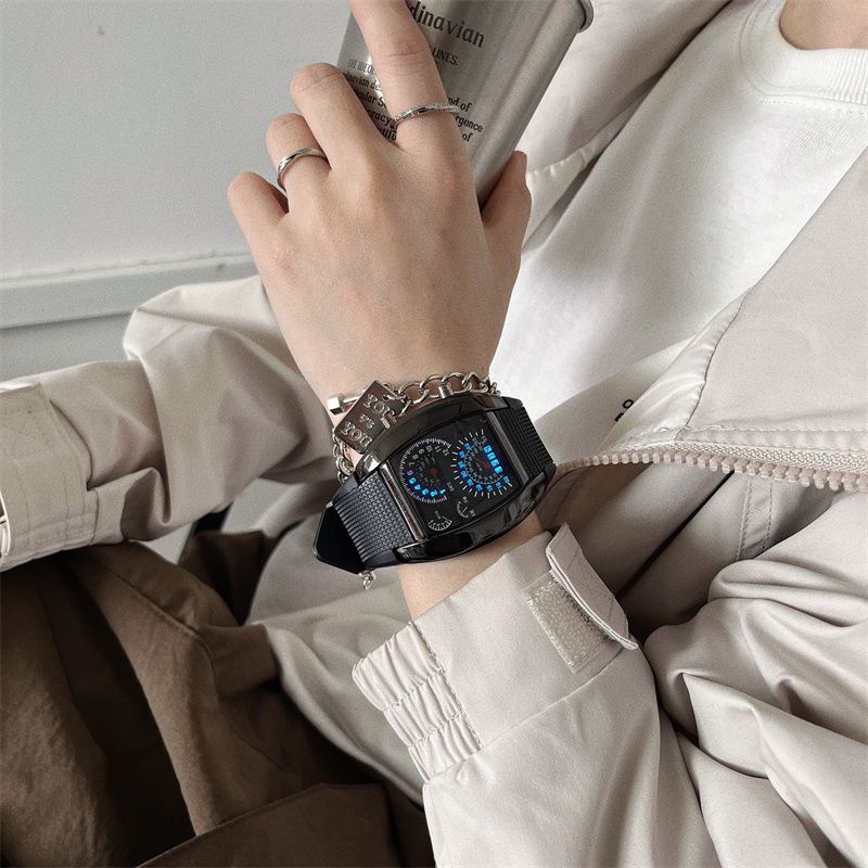 Fashion Men Watch LED Electronic Watch Aviation Pilot Speedometer ...