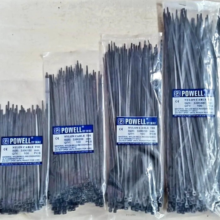 HITAM PUTIH Cable Tis Ties Cable Ties Powell 10cm 15cm 20cm 25cm 30cm ...