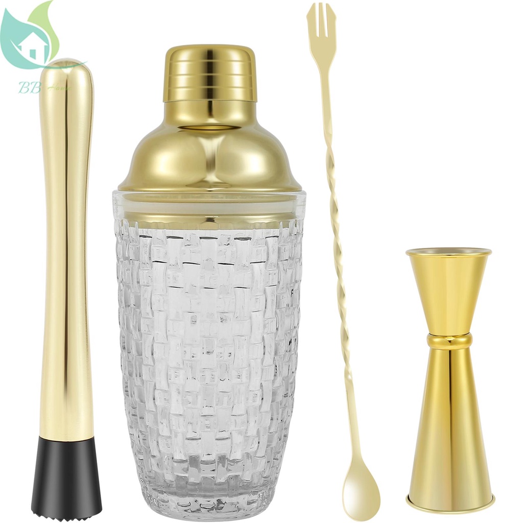 Cocktail Shaker Set 350ml Mixology Bartender Kit Glass Bar Shaker Set ...