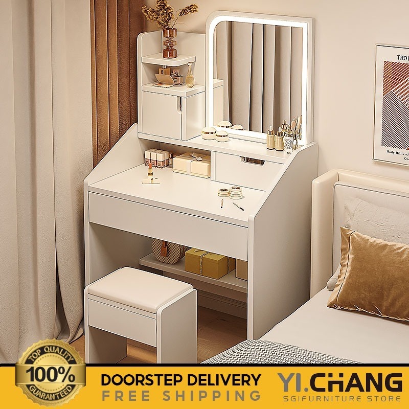 YICHANG Dressing Table With Mirror Vanity Table With Storage Stool ...