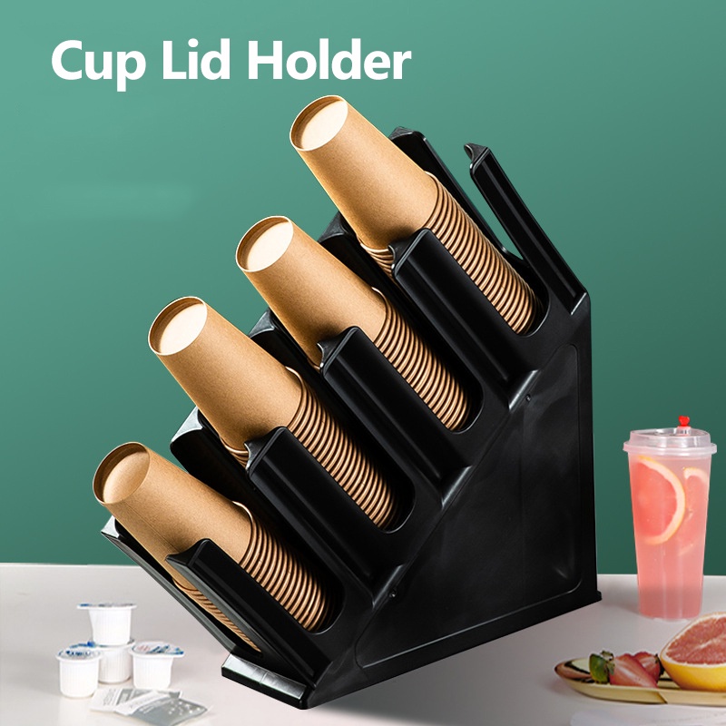Cup Lid Holder Disposable Cup Sleeve Dispenser Coffee Cafe Storage Rack ...