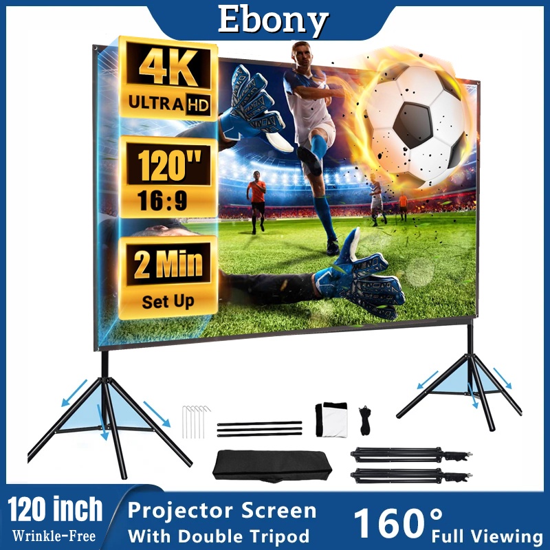 16:9 HD 120 inch Projection Screen Entertainment Projector Curtain ...