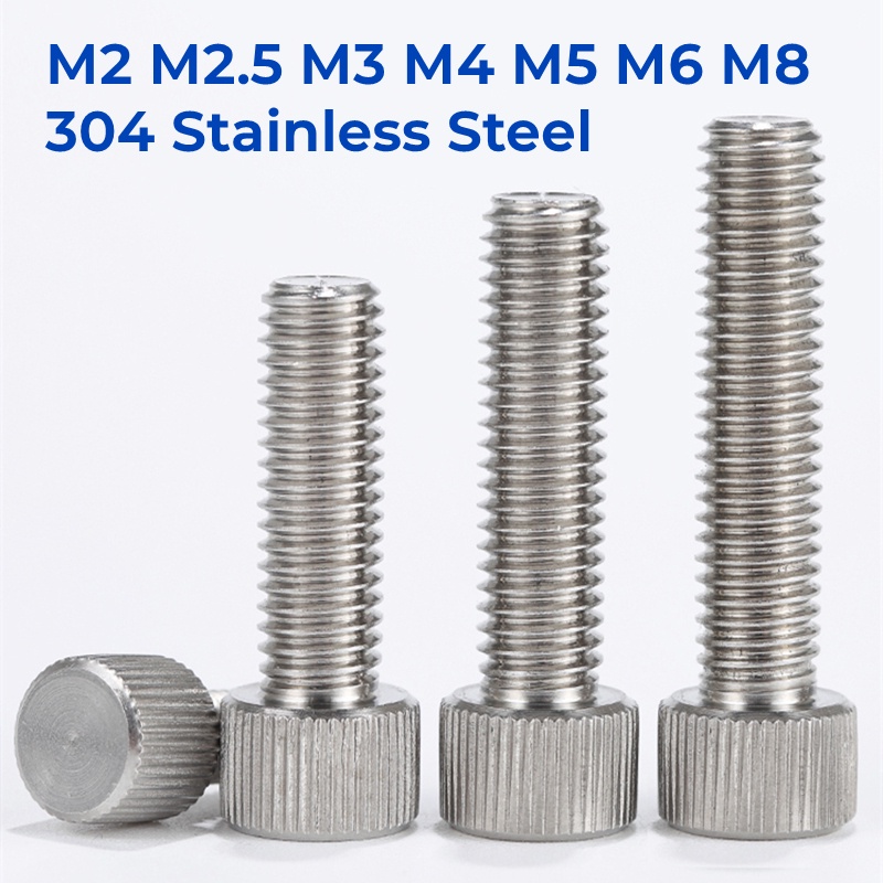 M2 M2.5 M3 M4 M5 M6 304 Stainless Steel Thumb Screws Knurled Head Thumb ...