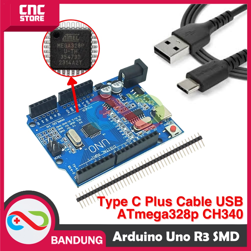 Arduino UNO R3 ATMEGA328P SMD CH340 ATMEGA328P TYPE-C PLUS DATA Cable | Shopee Singapore