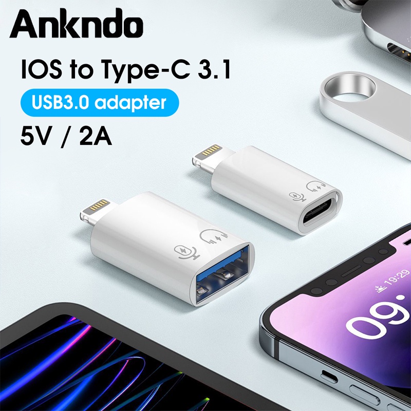 Ankndo OTG Adapter for iOS Light/ning to USB C Adapter For i//Phone i ...