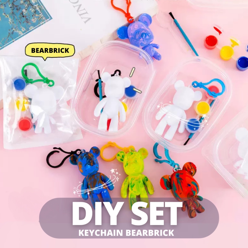 [SG READY STOCK] 6 Color DIY Fluid Bearbrick Keychain Set Party Gift ...
