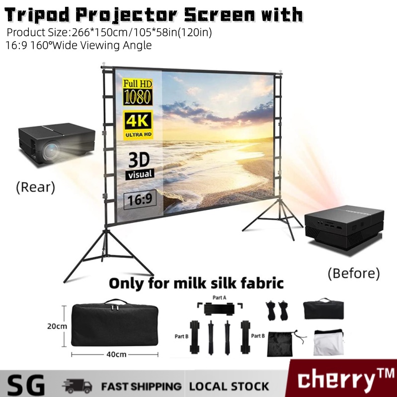 [SG stock]cherry™ 16:9 HD 120 inch Projection Screen Entertainment ...