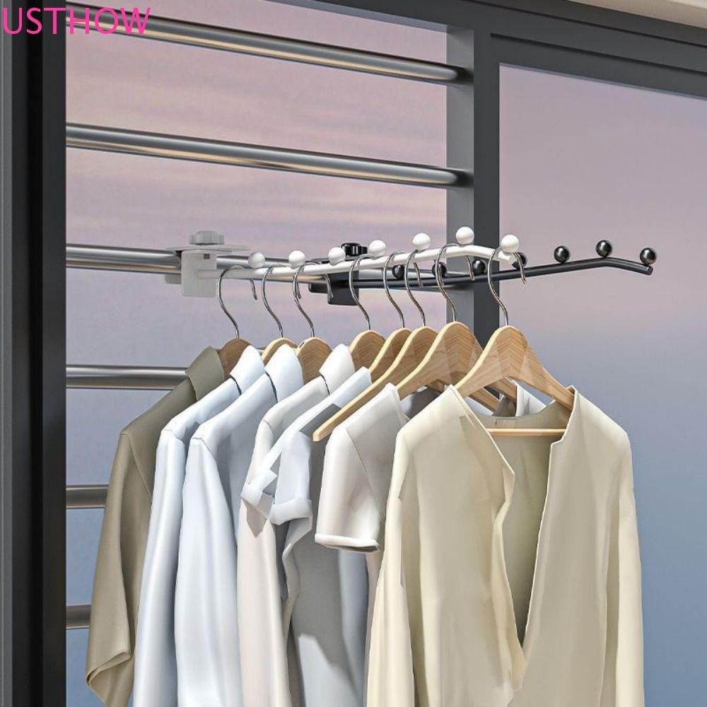 USTHOW Clothes Drying Rack, Space Saving Iron Wall Mount Clothes Hanger ...
