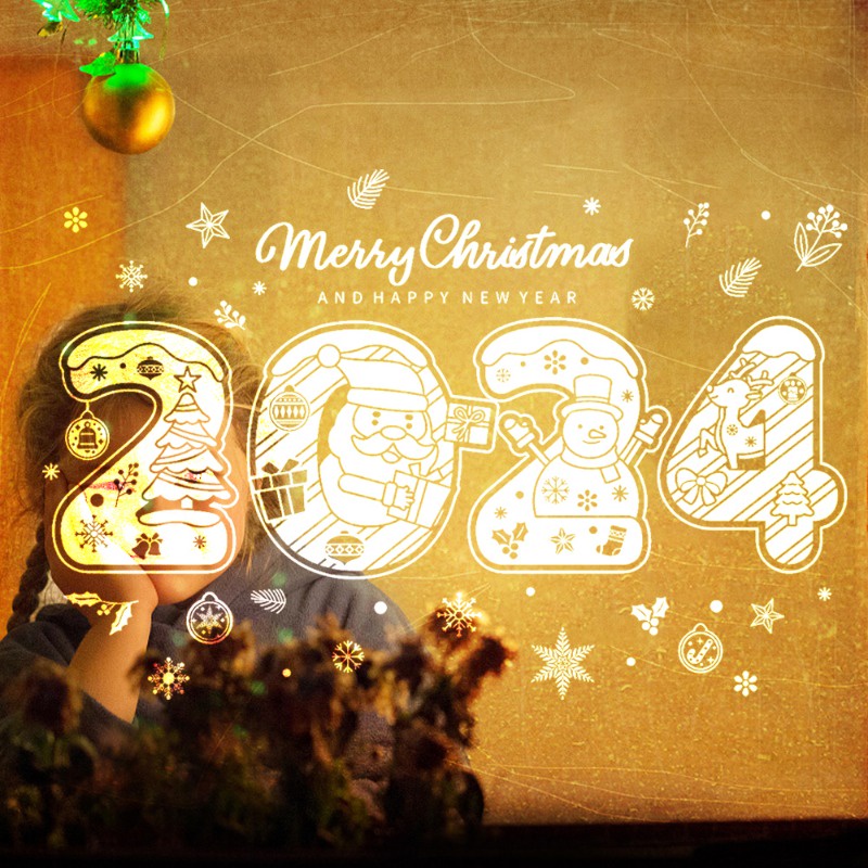 2024 New Year Self-adhesive Glass Decals / Merry Christmas Glass Window ...