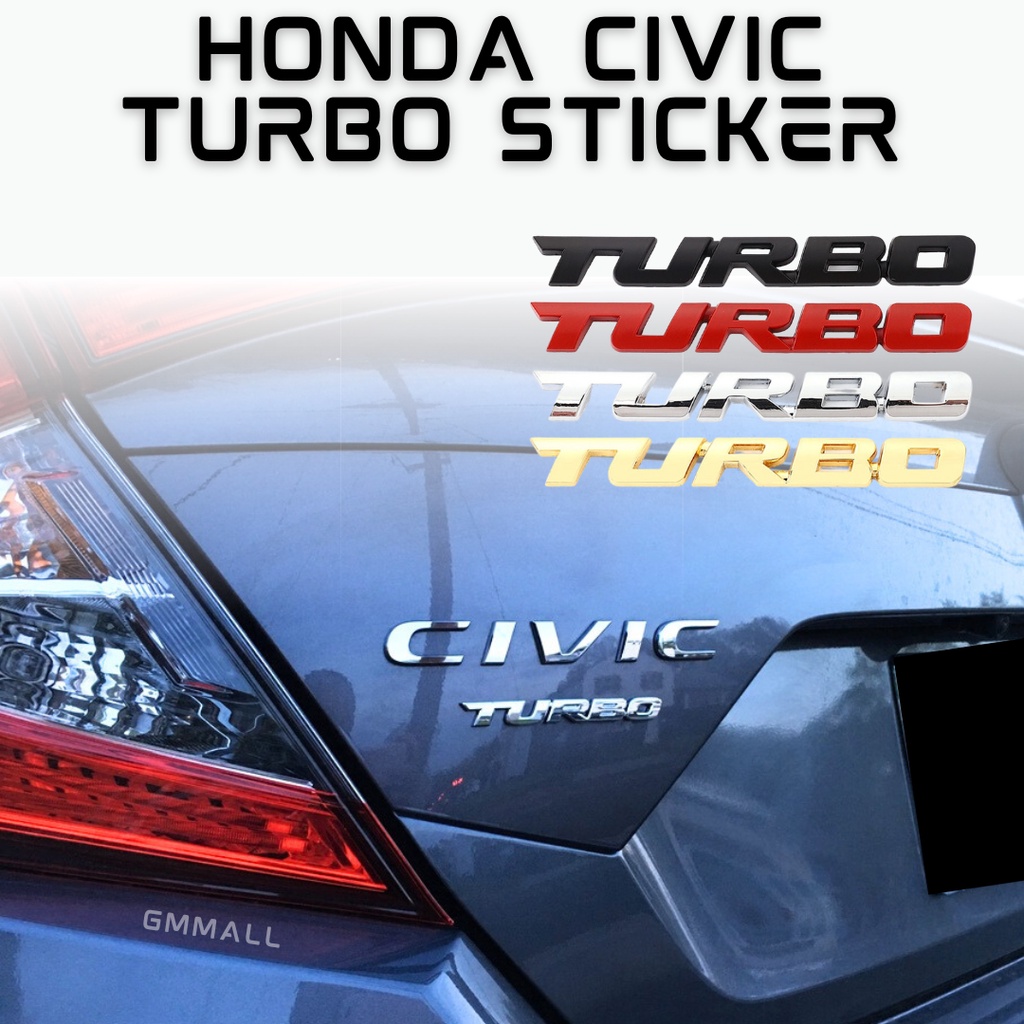 HONDA CIVIC 3D Car Metal TURBO Emblem Sticker Badge Accessories ...