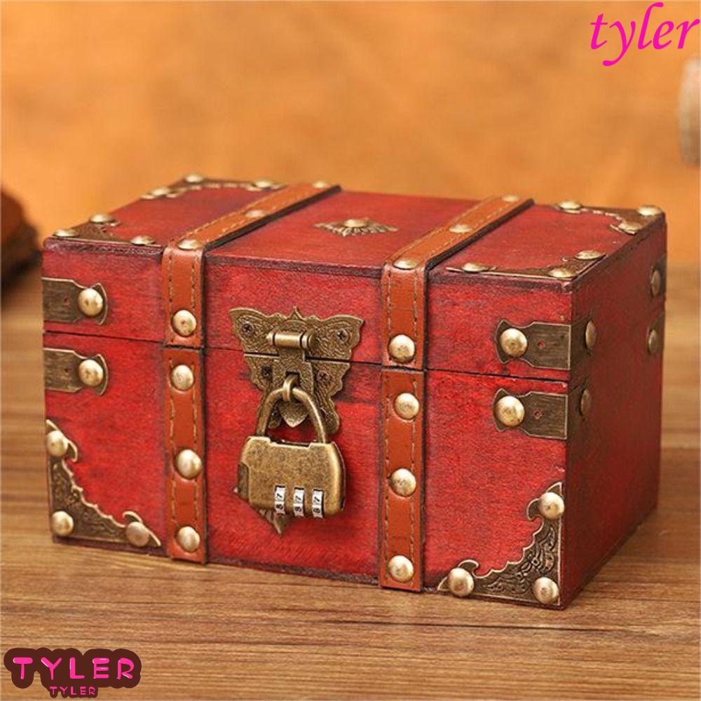 TYLER Wooden Treasure Box, European Retro Style Vintage Treasure Chest ...