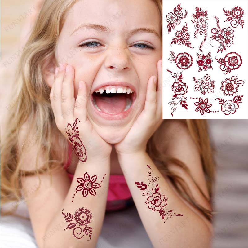 Henna Tattoo Sticker for Waterproof Temporary Tattoos Small Size Mehndi ...