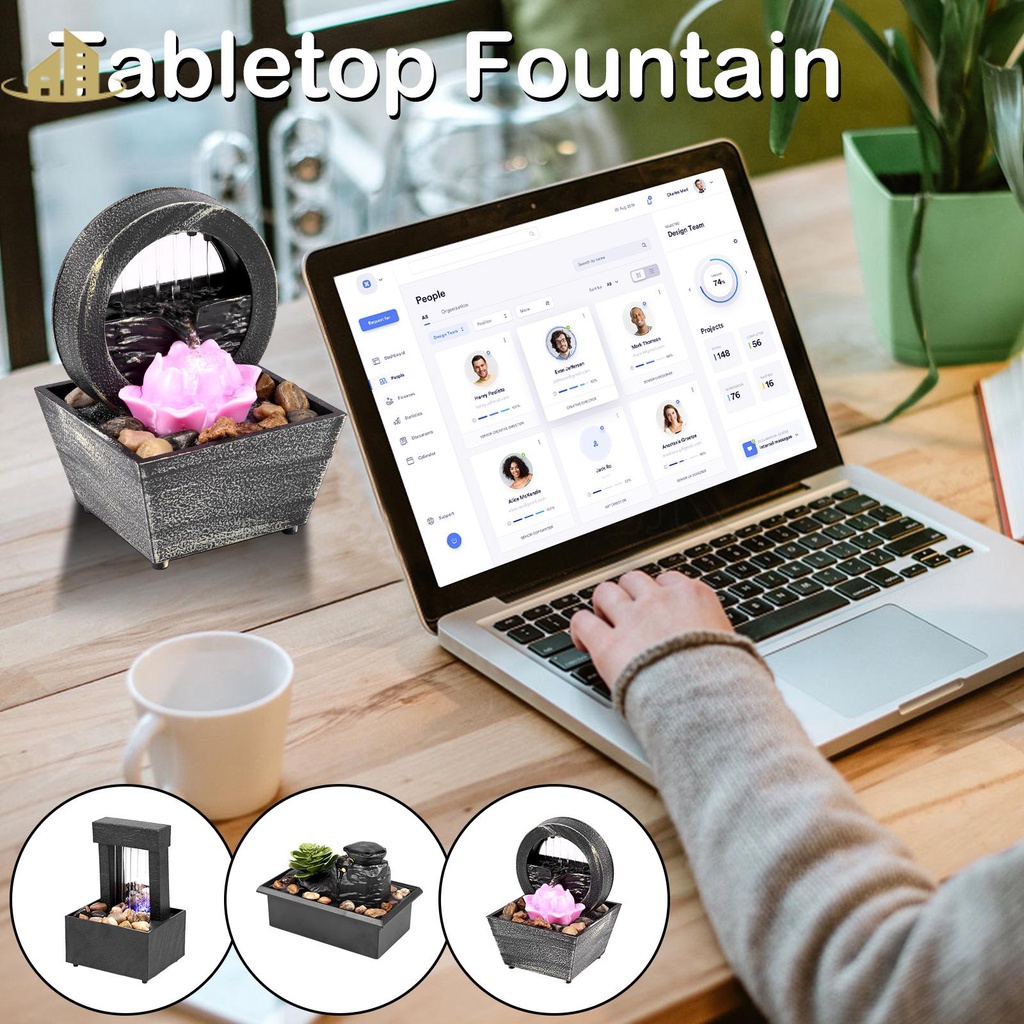 Tabletop Fountain with Light Battery/USB Operated Mini Indoor Water ...