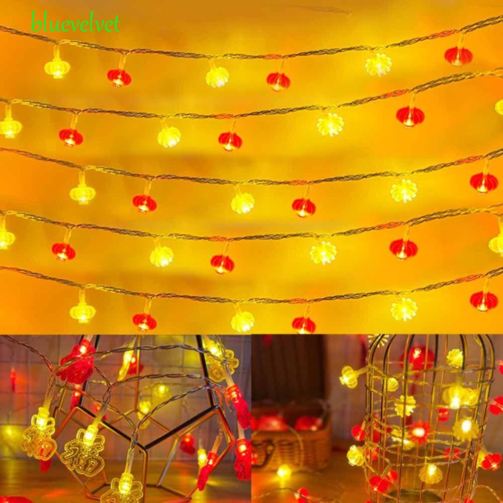 BLUEVELVET Red Lantern String Light, Fuzi Flashing New Year String ...