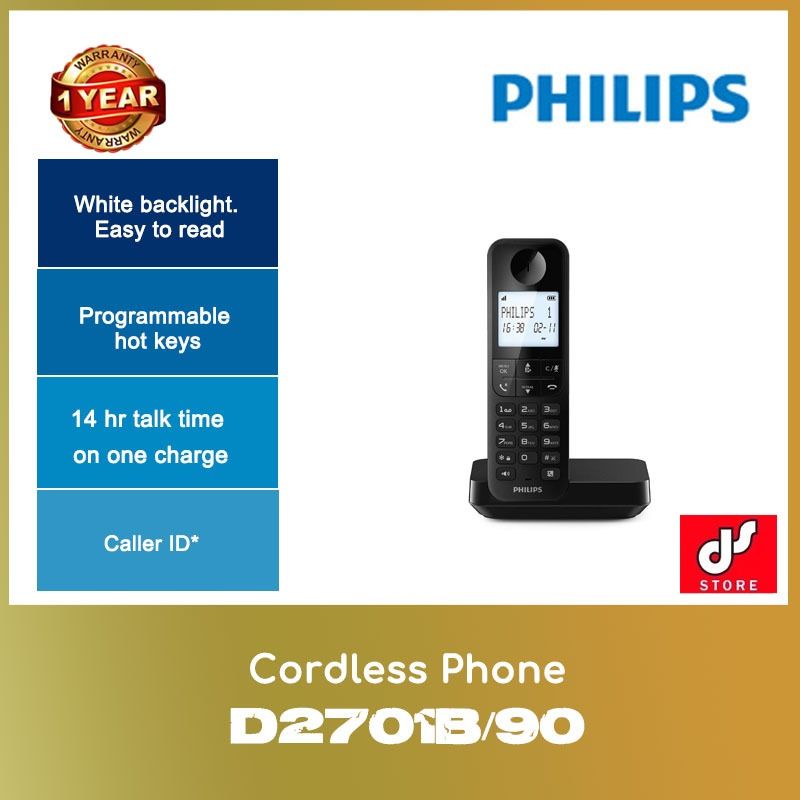 Philips D2701B/90 Cordless phone WITH 1 YEAR WARRANTY | Shopee Singapore