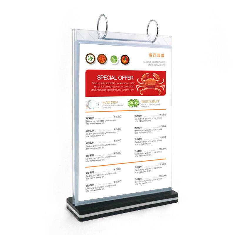 Acrylic Flip Table Menu Display Card Desktop Loose-leaf Table Card ...