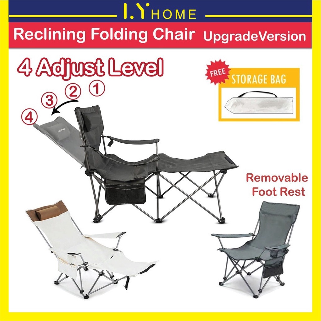 Reclining Camping Chair with Leg Rest Folding Recliner Lazy Chairs ...