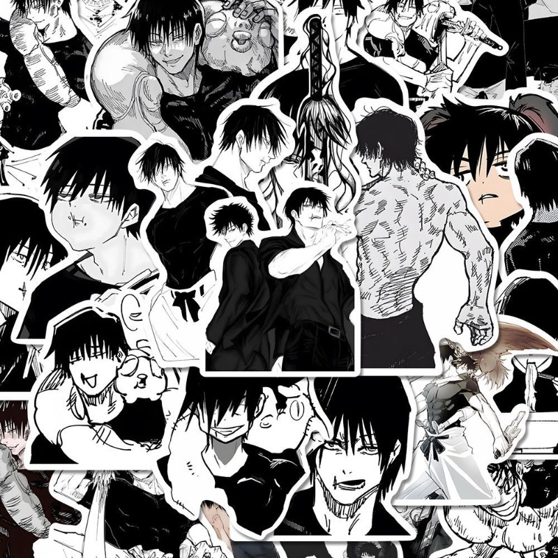 Toji Fushiguro Black White Sticker JJK Zhoushu Anime Stickers Cute ...