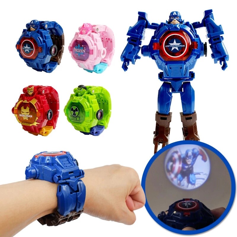 Kids Watch Boy Girl Cartoon 3D Projection Transform Robot Watch ...